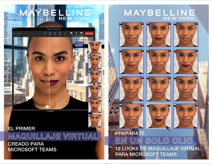 Maybelline lleva el maquillaje virtual través de Microsoft Teams Maybelline lleva el maquillaje virtual través de Microsoft Teams